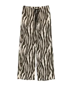 ALYSI Zebra-print Wide-leg Trousers