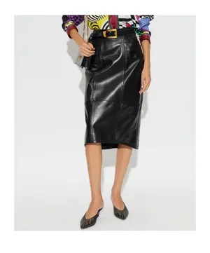 Versace Leather Midi Skirt