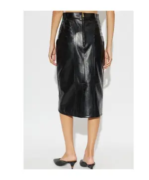 Versace Leather Midi Skirt