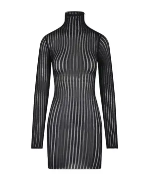 DONDUP High Neck Striped Sheer Dress