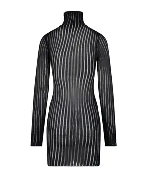DONDUP High Neck Striped Sheer Dress