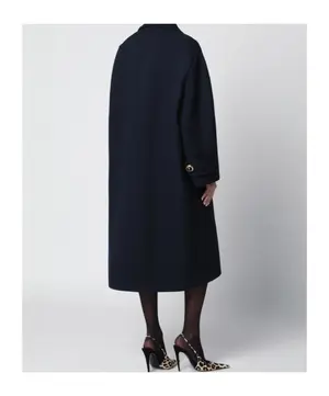 Balenciaga Double-breasted Coat With Anchor Button Detail - Navy