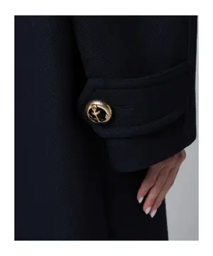 Balenciaga Double-breasted Coat With Anchor Button Detail - Navy