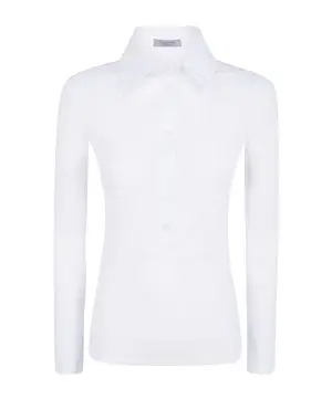 D.exterior Long Sleeve Shirt With Snap Closures - White