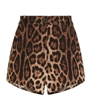 Dolce & Gabbana Leopard-print Double Crepe Shorts - Multi-color
