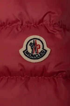 Moncler Long-sleeved Hooded Down Jacket With Ruffle Trim - Pink