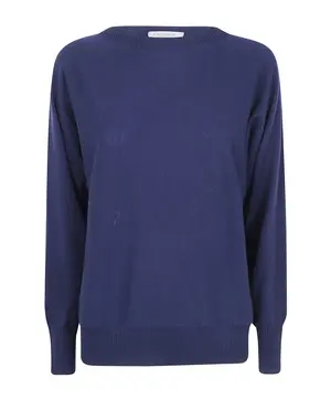 D.exterior Ribbed-knit Crew-neck Top - Blue