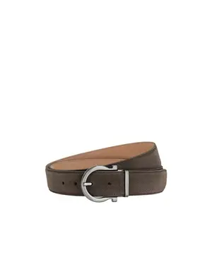 FERRAGAMO Gancini Buckle Belt - Elephant Grey