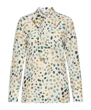 Marella Long-sleeved Printed Shirt With Detachable Neck Tie - No