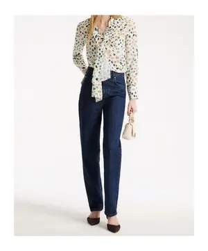 Marella Long-sleeved Printed Shirt With Detachable Neck Tie