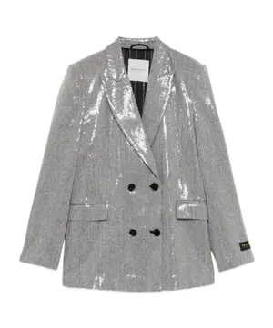 ERMANNO FIRENZE Sequin-embellished Double-breasted Blazer - Grey