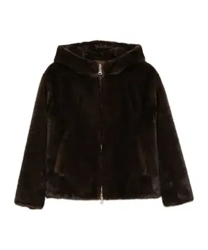 ERMANNO FIRENZE Hooded Zip-fastening Faux Fur Jacket