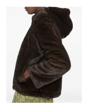 ERMANNO FIRENZE Hooded Zip-fastening Faux Fur Jacket