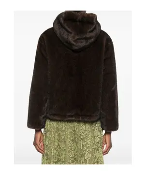 ERMANNO FIRENZE Hooded Zip-fastening Faux Fur Jacket