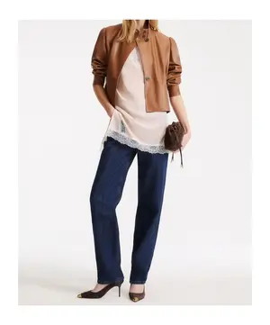 Marella Button-front Leather Jacket