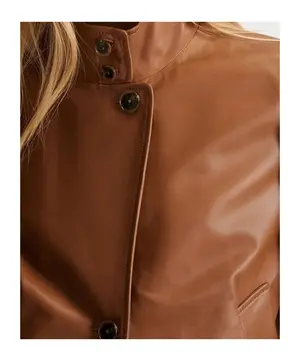 Marella Button-front Leather Jacket
