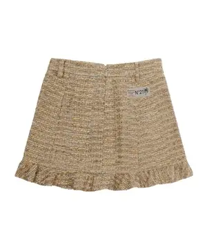 N.21 Zippered Skirt With Belt Loops And Ruffle Hem - Metallic
