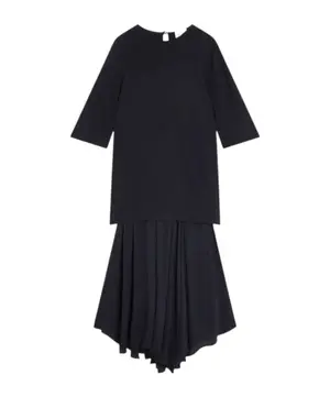 SEMICOUTURE Short-sleeved Paneled Dress With Pleats - No