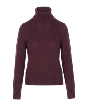 ALLUDE Turtleneck Knit Top With Ribbed Cuffs And Hem