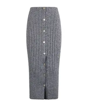 Philosophy Di Lorenzo Serafini Ribbed Button Midi Knitted Skirt - Grey