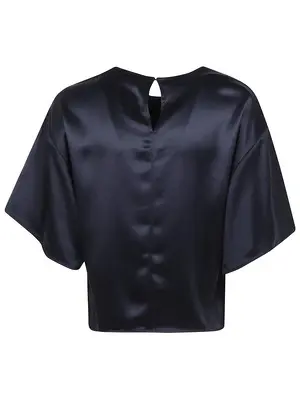 Simkhai Satin Short Sleeve Crewneck Top - No