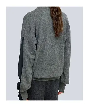 SEMICOUTURE Crew Neck Sweater With Silk Paneling