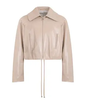 Philosophy Di Lorenzo Serafini Cropped Leather Jacket With Zip Closure