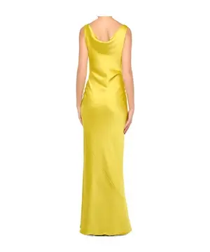 Norma Kamali Maria Long Draped Gown - Tranquility Yellow