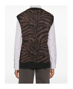 P.a.r.o.s.h Zebra-pattern Knitted Vest - Black/brown