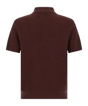 Brioni Trama Textured Knit Polo Shirt