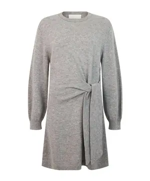 LISA YANG Knitted Dress With Side Draping - Light Gray