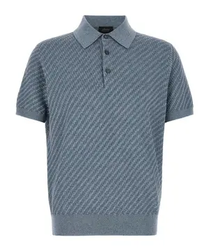 Brioni Woven Pattern Knitted Polo Shirt