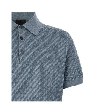 Brioni Woven Pattern Knitted Polo Shirt