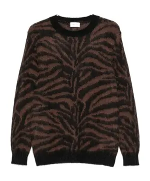 P.a.r.o.s.h Zebra-patterned Crew Neck Sweater - Brown/black
