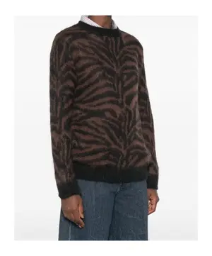 P.a.r.o.s.h Zebra-patterned Crew Neck Sweater - Brown/black