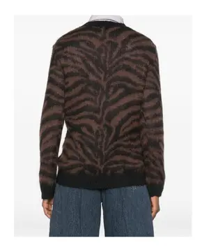 P.a.r.o.s.h Zebra-patterned Crew Neck Sweater - Brown/black
