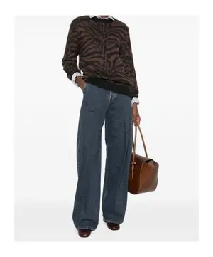 P.a.r.o.s.h Zebra-patterned Crew Neck Sweater - Brown/black