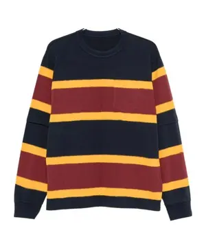 Sacai Striped Knit Layered Sleeve Sweater