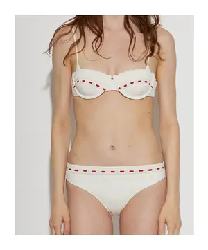 Posse Pia Scalloped Bikini Top - White