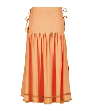 Rabanne Pleated Skirt With Tie Detail - Orange