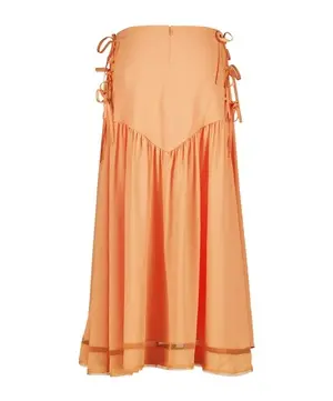 Rabanne Pleated Skirt With Tie Detail - Orange