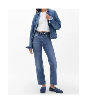 Rag & Bone Straight Leg Jeans With Printed Logo Detail