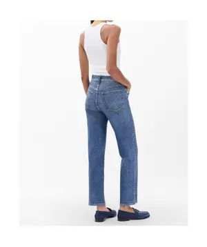 Rag & Bone Straight Leg Jeans With Printed Logo Detail