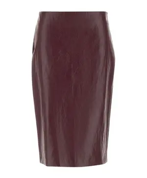 Marella Biada Faux Leather Pencil Skirt - Wine Red