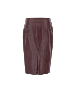 Marella Biada Faux Leather Pencil Skirt - Wine Red