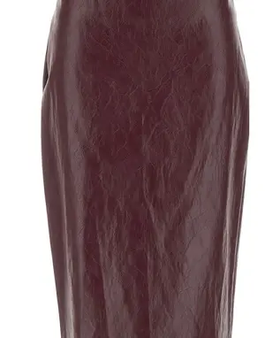Marella Biada Faux Leather Pencil Skirt - Wine Red