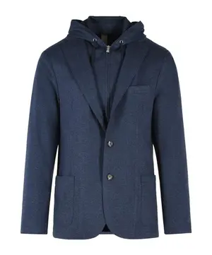 Eleventy Long-sleeved Suit Jacket With Hood - Blue