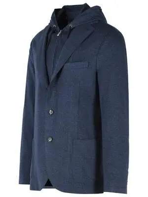 Eleventy Long-sleeved Suit Jacket With Hood - Blue