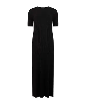 LISA YANG Ribbed Knit Maxi Dress With Short Sleeves
