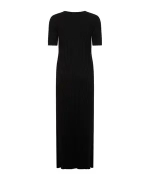 LISA YANG Ribbed Knit Maxi Dress With Short Sleeves